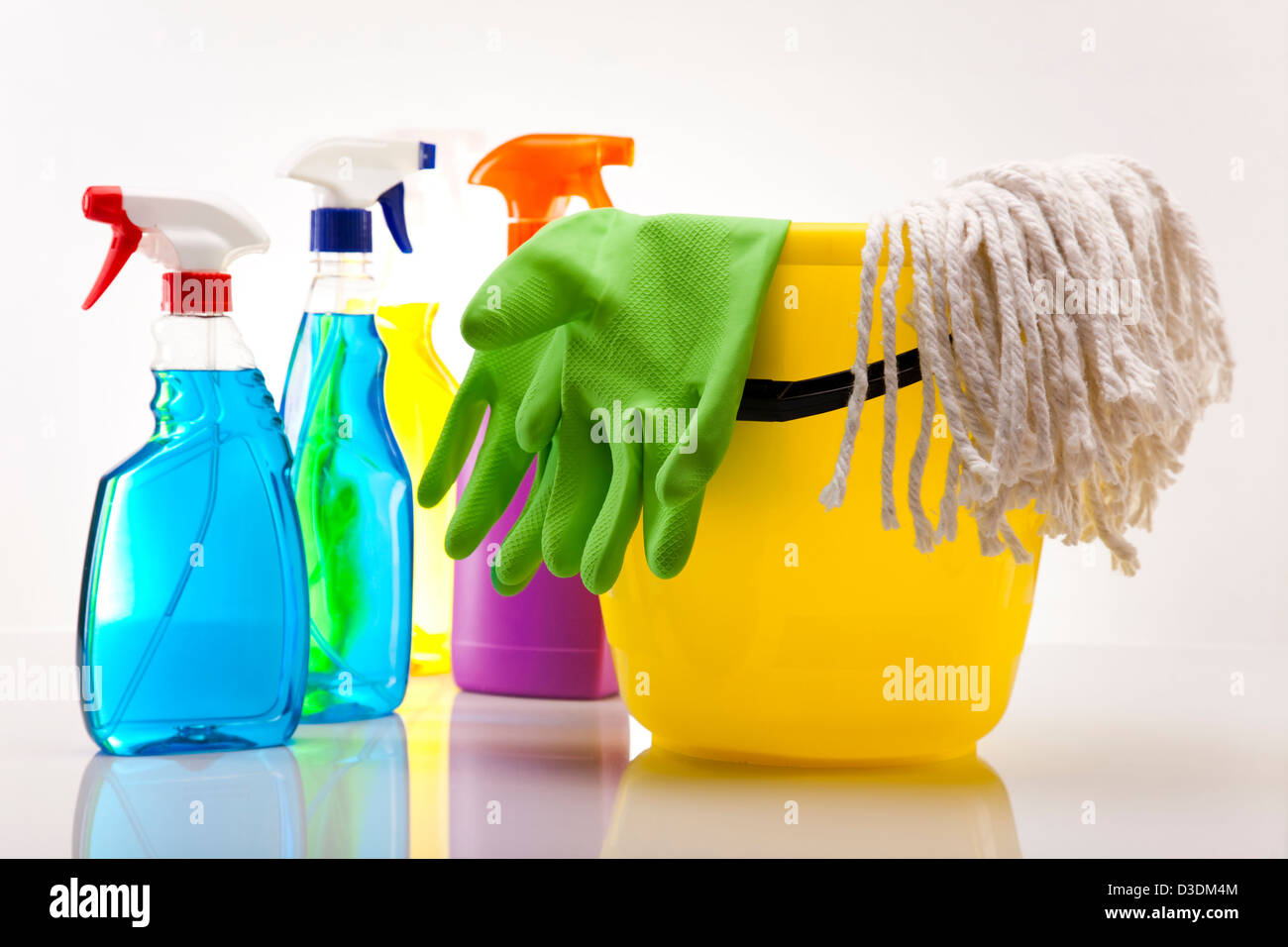 Group of assorted cleaning Stock Photo - Alamy