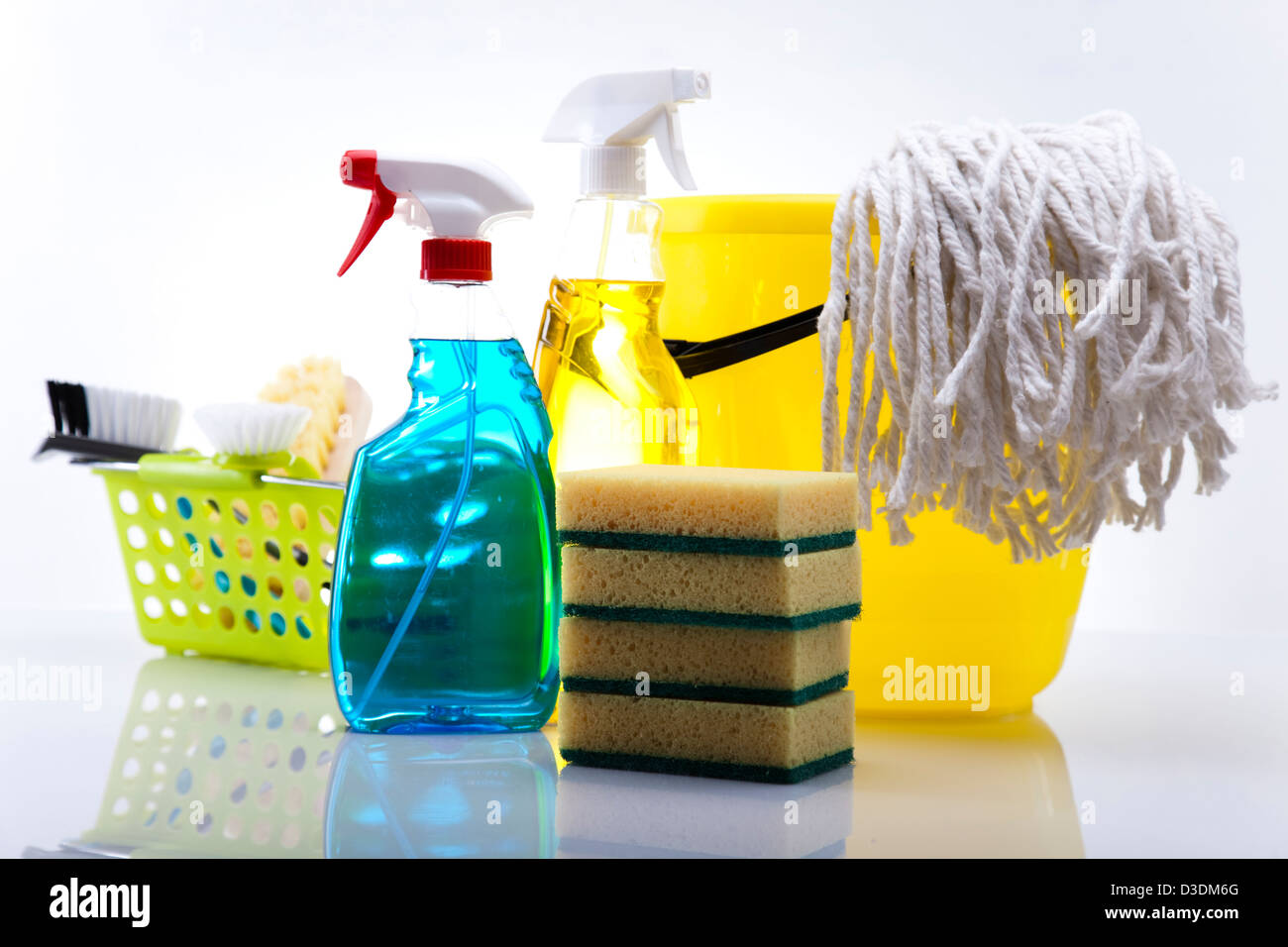 Group of assorted cleaning Stock Photo - Alamy
