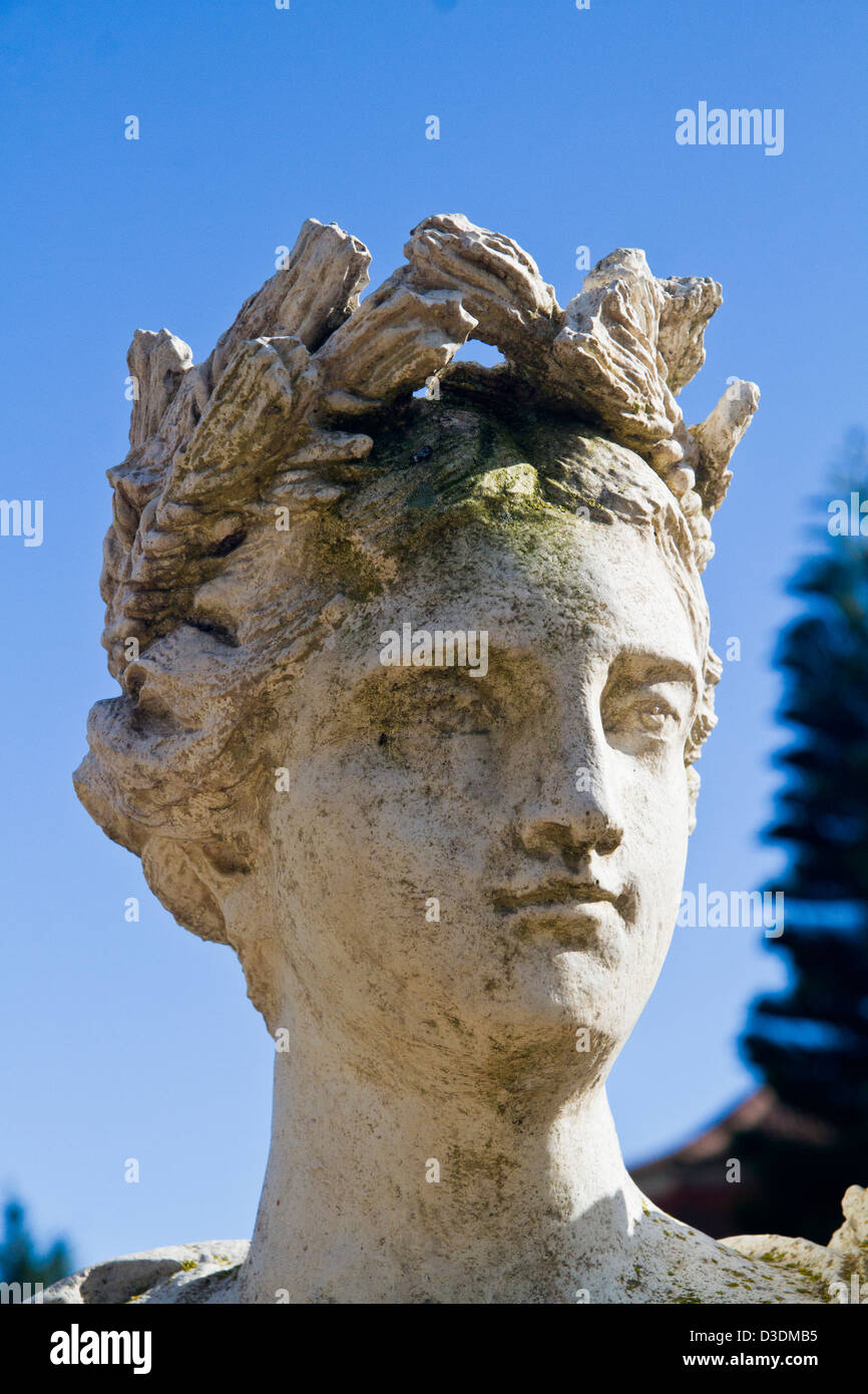 Close up view of a stone head of a Roman statue Stock Photo - Alamy
