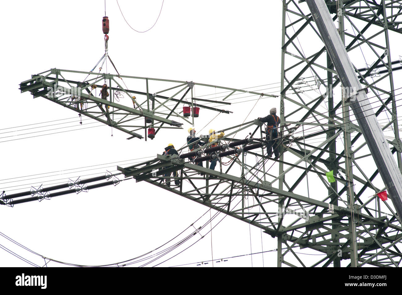 Installation of high voltage poles hi-res stock photography and images ...