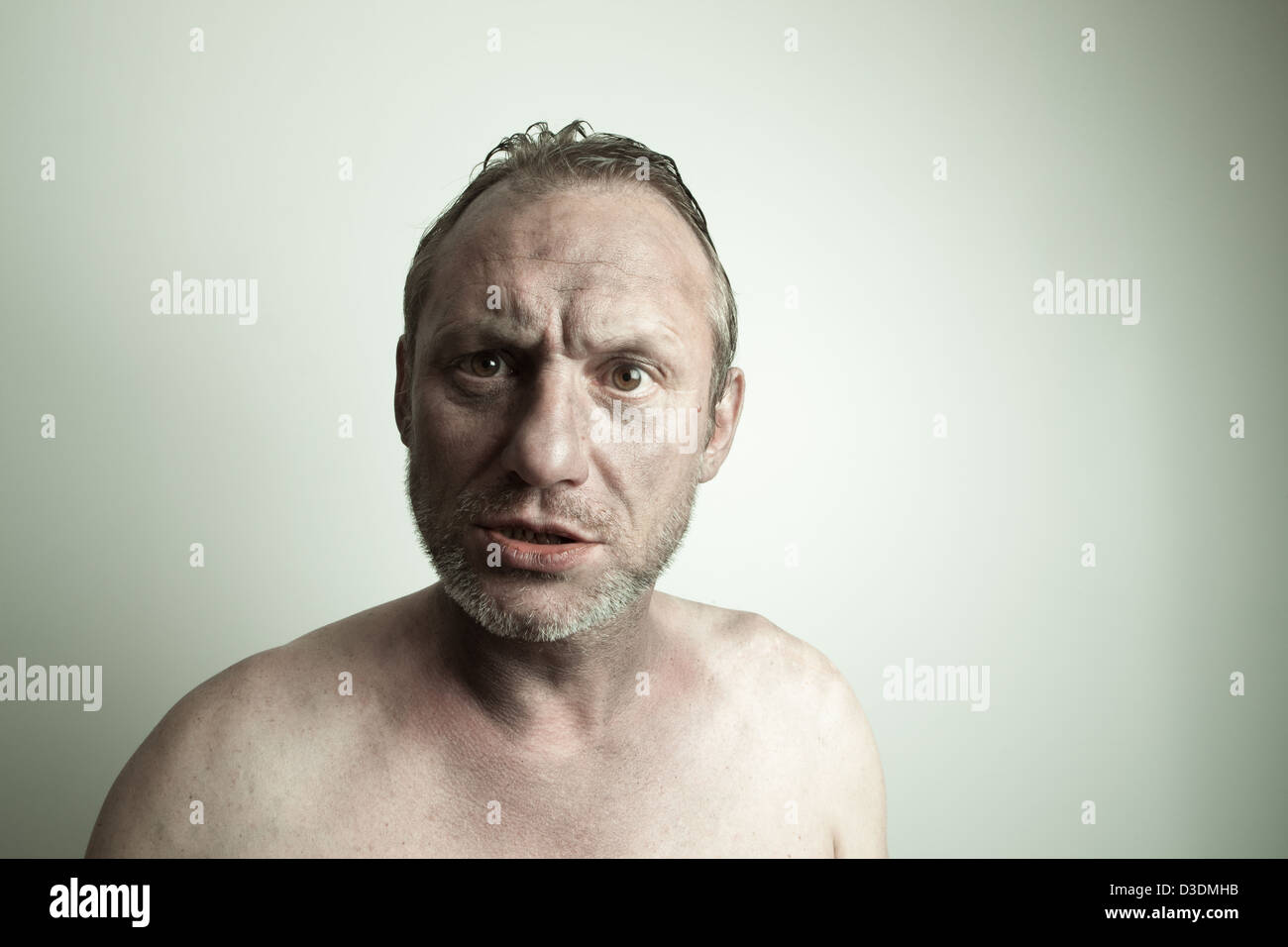 Close up picture of expressive man doing a funny face Stock Photo - Alamy