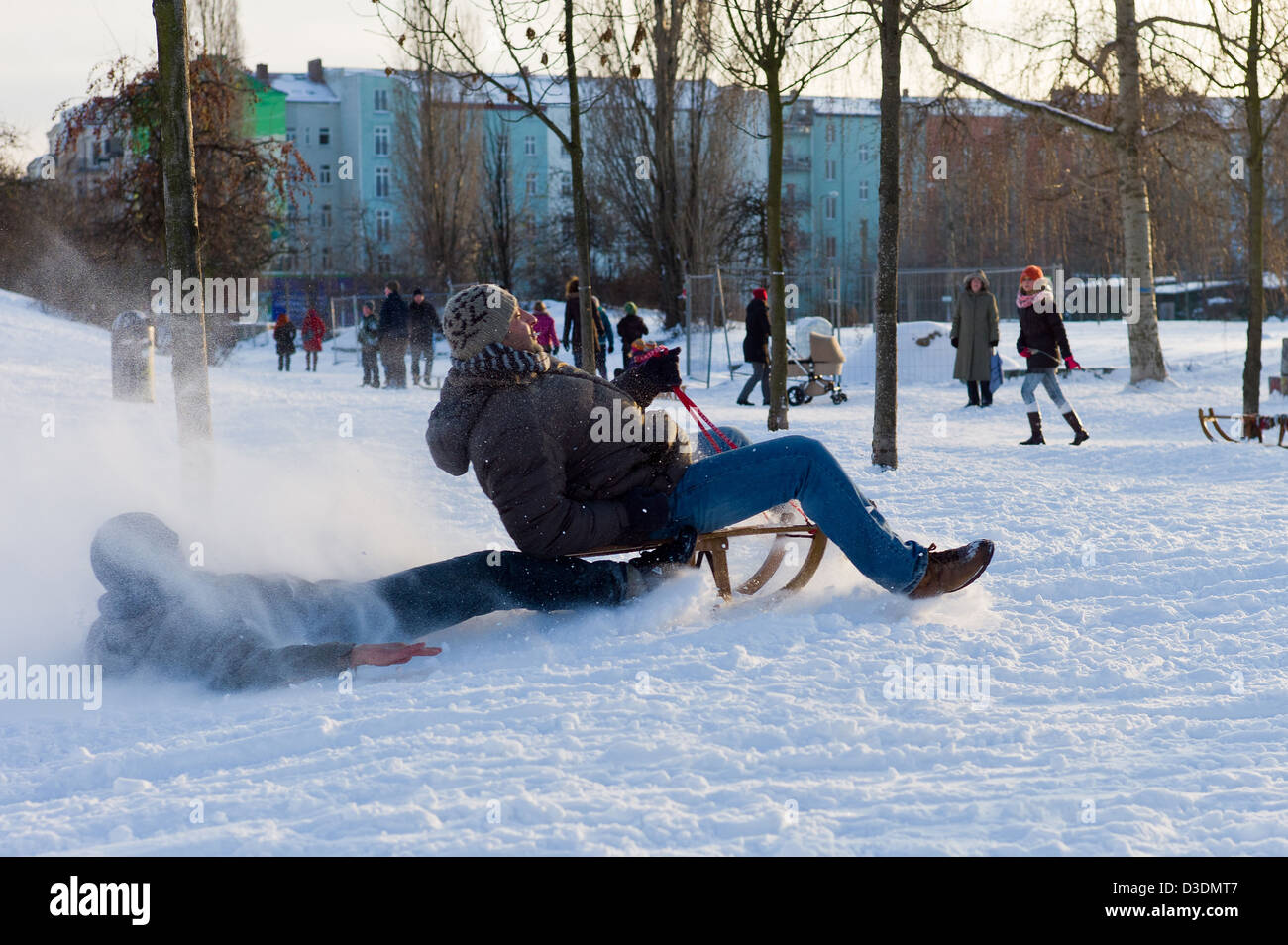 Berlin, Germany, people sledging in Mauerpark Stock Photo - Alamy