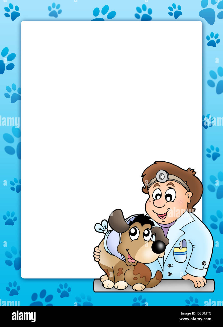 Blue frame with veterinary theme - color illustration Stock Photo - Alamy