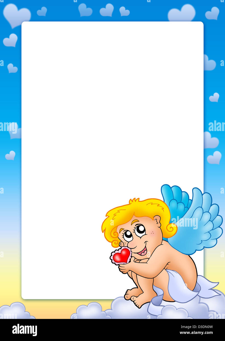Valentine frame with Cupid 6 - color illustration Stock Photo - Alamy