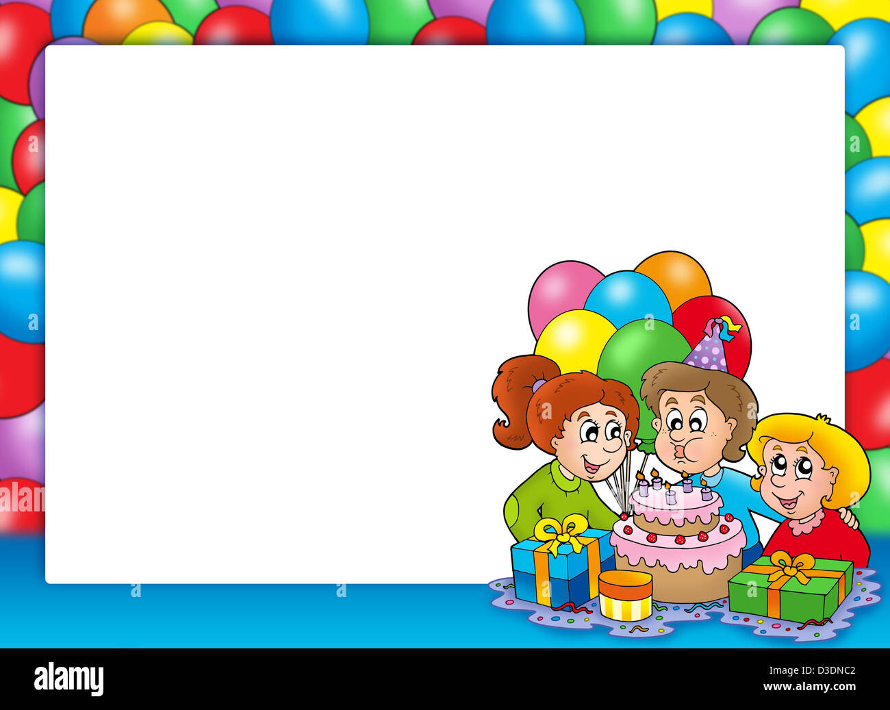 Frame with celebrating children - color illustration Stock Photo - Alamy
