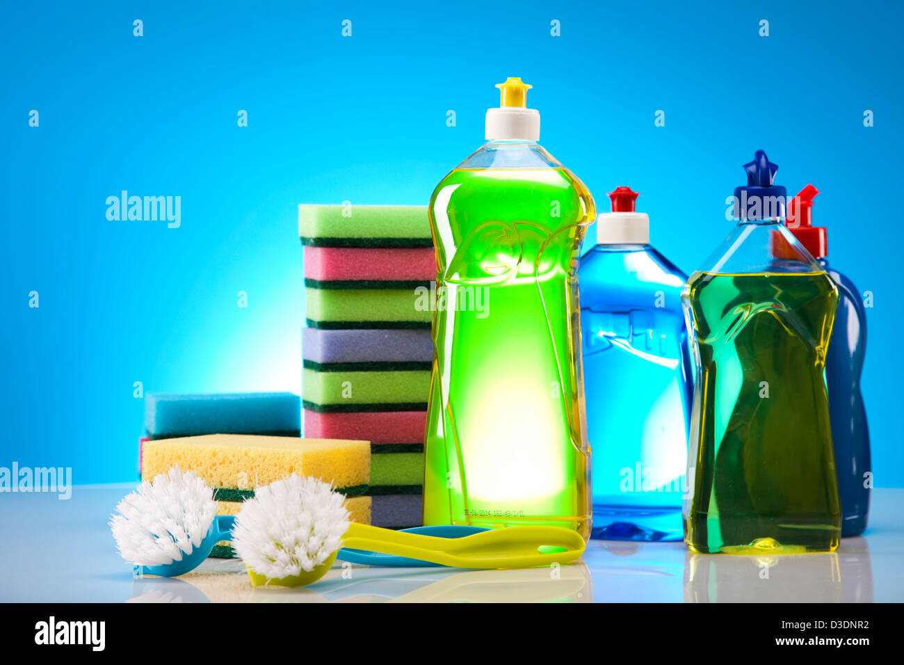 Assorted cleaning products Stock Photo - Alamy