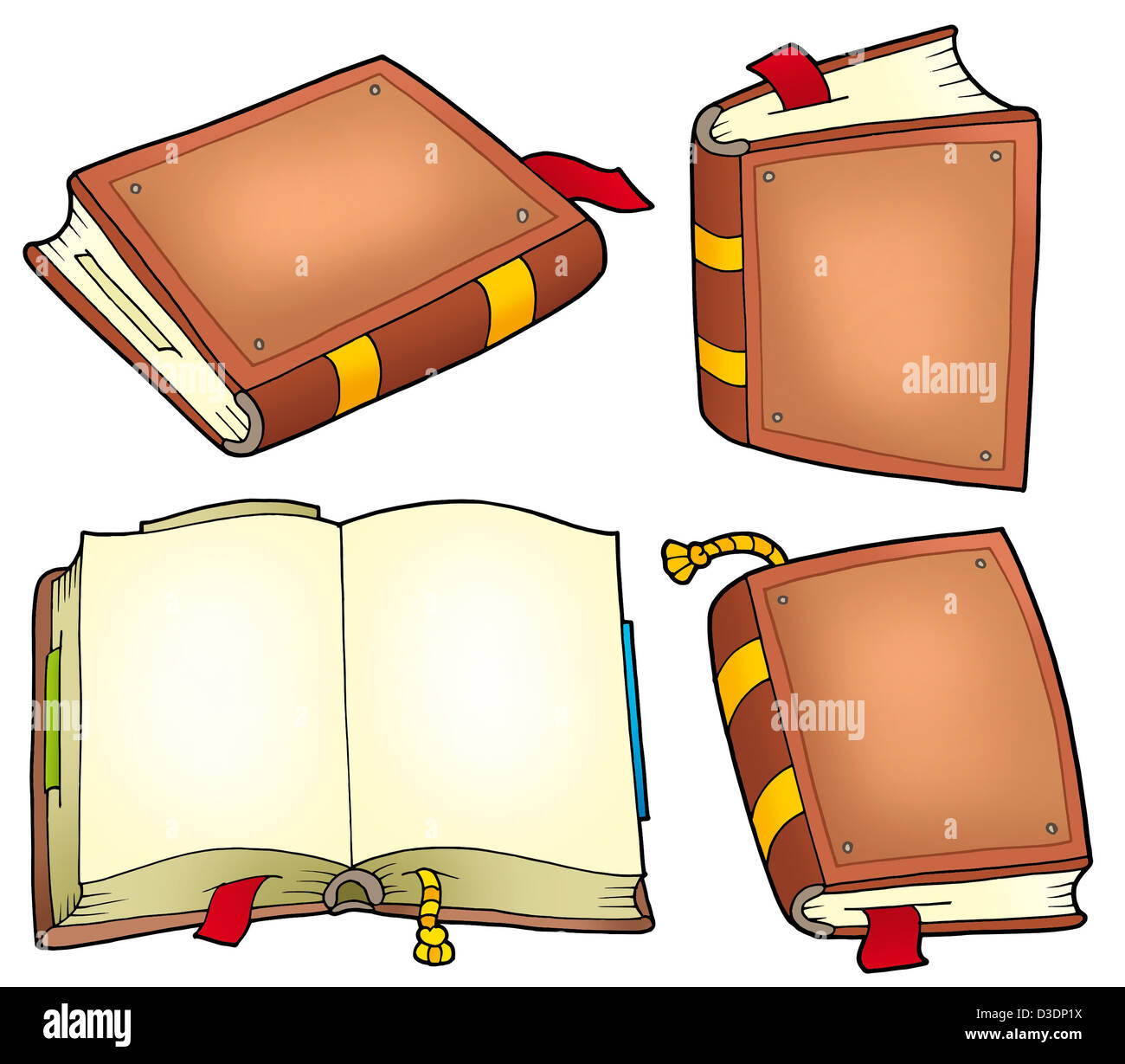 Various old books collection - color illustration Stock Photo - Alamy
