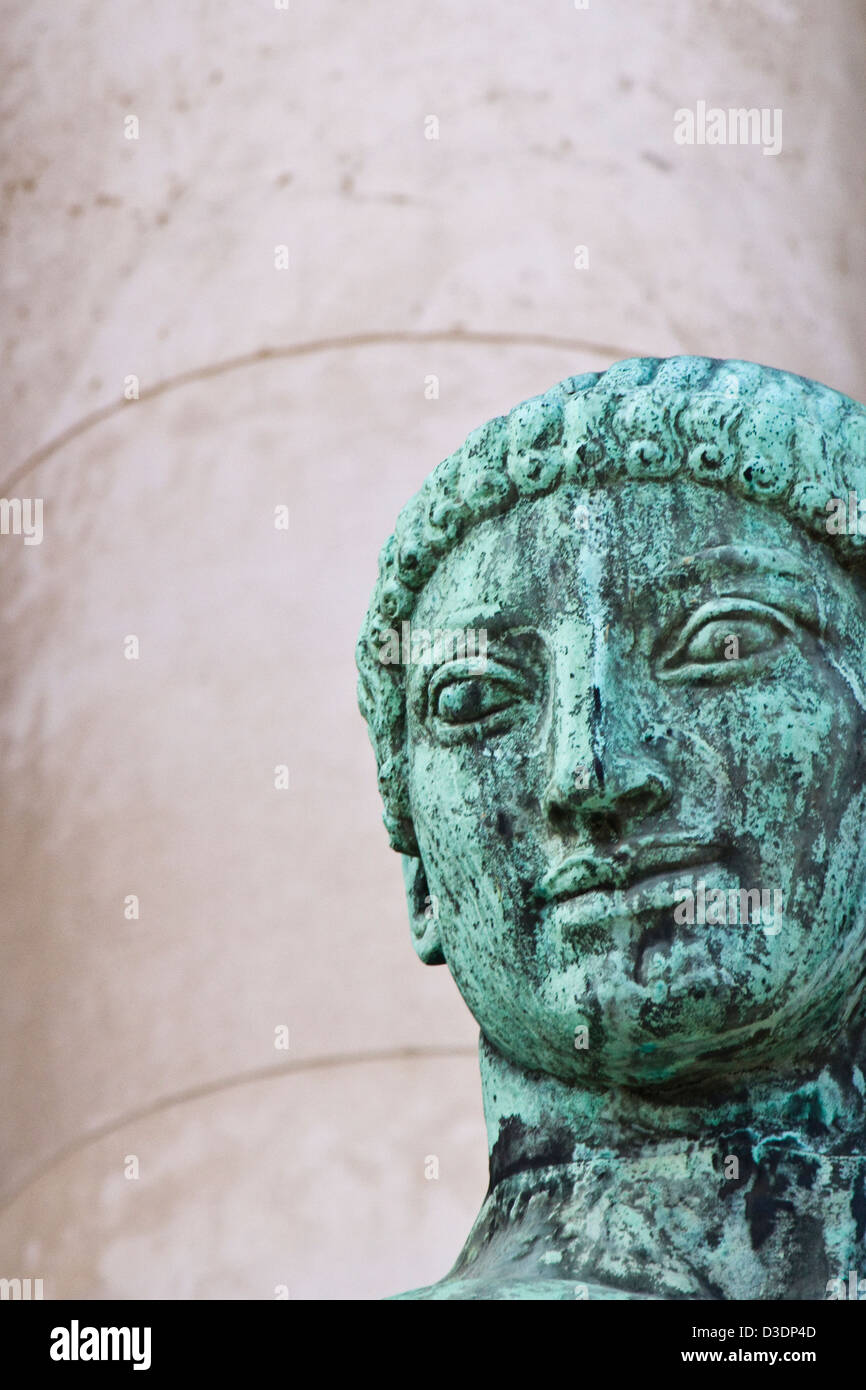 View of a beautiful and old green Apollo statue on Paris, France Stock ...