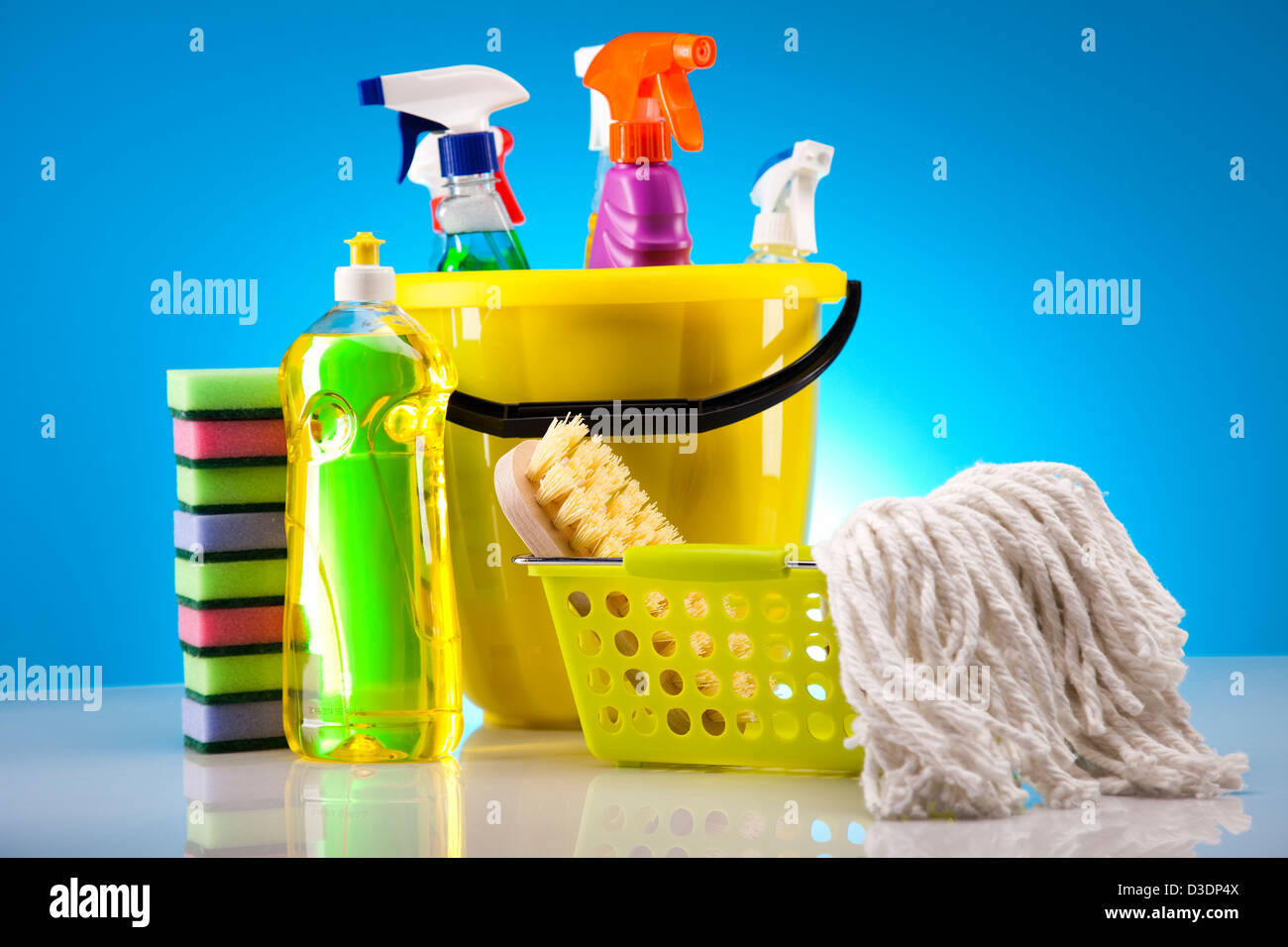 Assorted cleaning products Stock Photo - Alamy