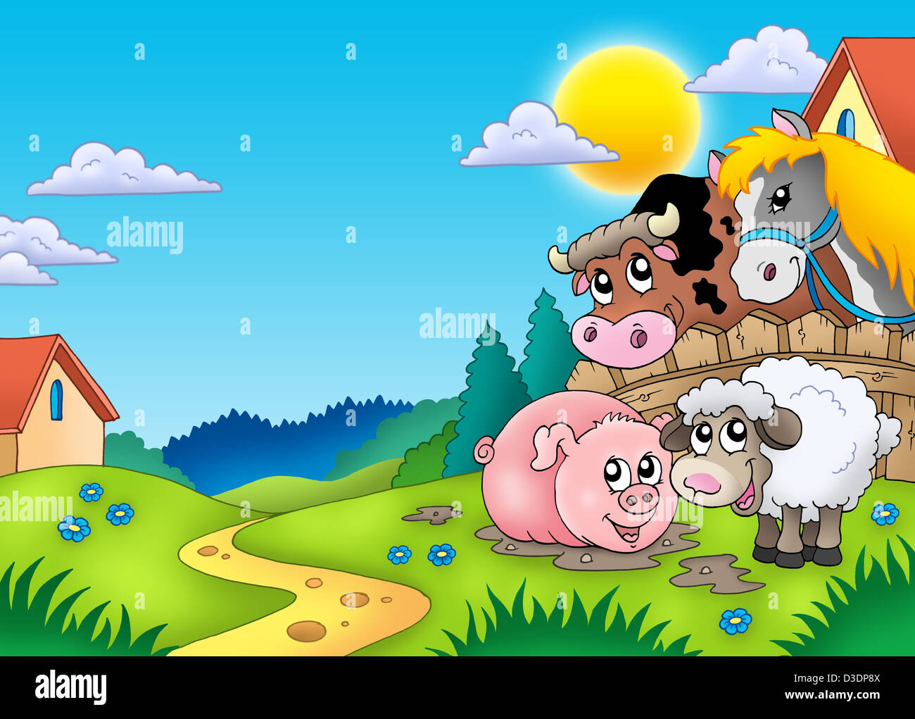 Landscape various farm animals hi-res stock photography and images - Alamy