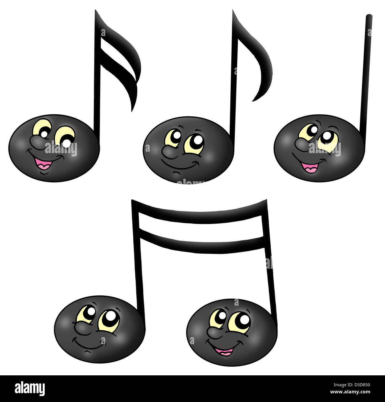 Cute music notes - color illustration Stock Photo - Alamy