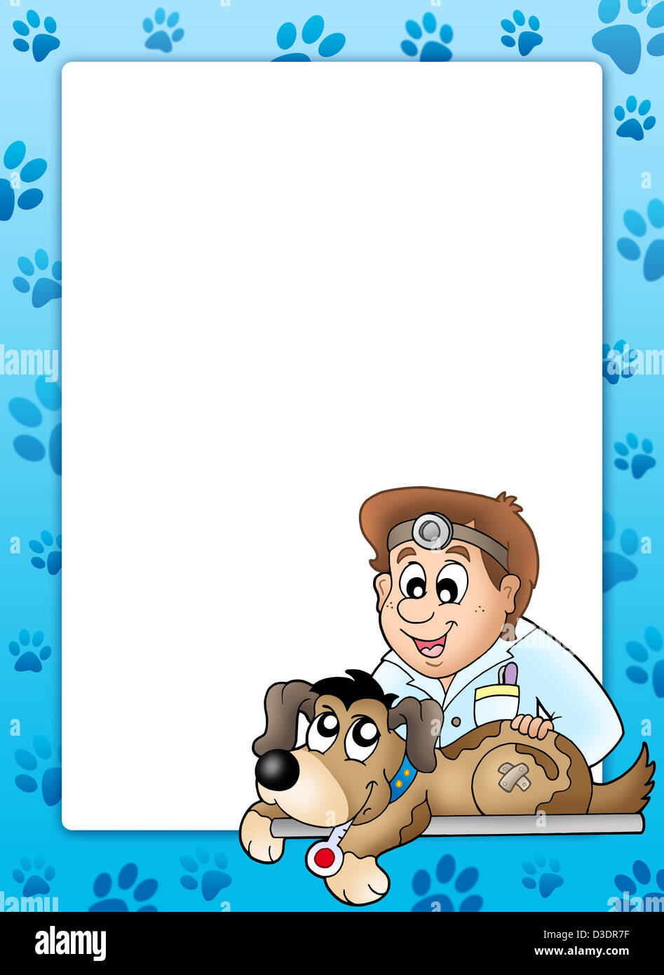 Frame with dog at veterinarian - color illustration Stock Photo - Alamy