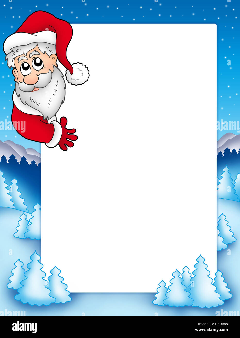 Frame with lurking Santa Claus 2 - color illustration Stock Photo - Alamy