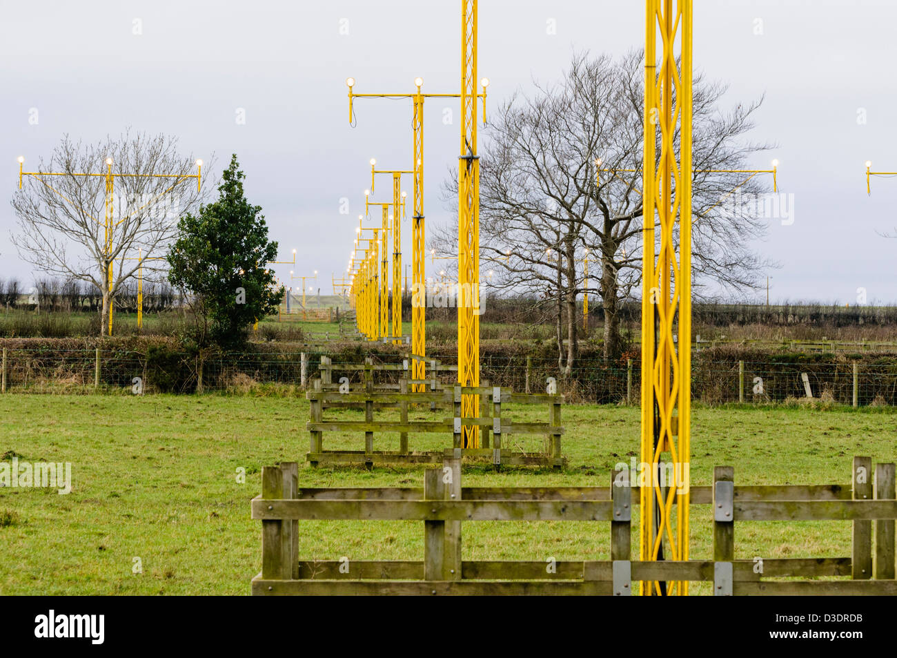 Airport runway landing lights Stock Photo - Alamy
