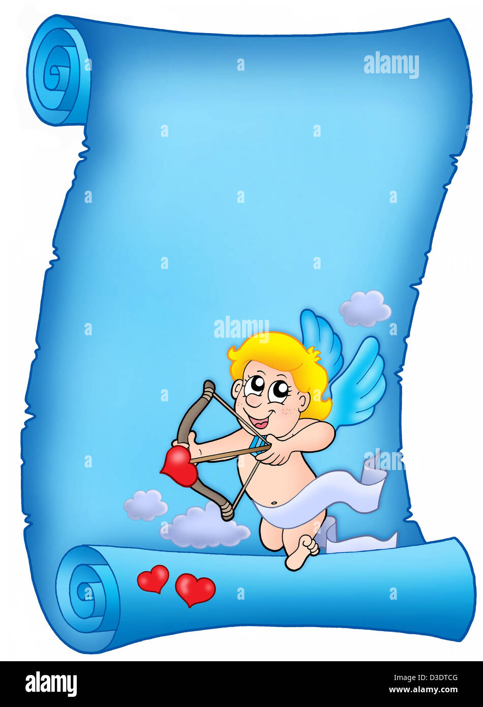 Valentine blue letter with shooting cupid - color illustration Stock ...