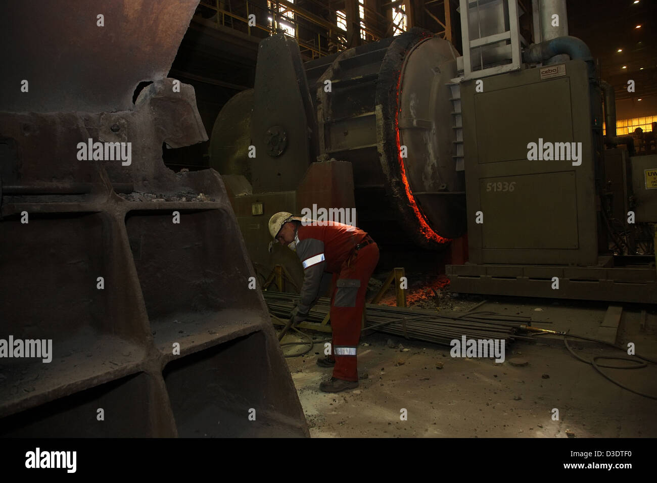 Warsaw, Poland, a steelworker at the steelworks ArcelorMittal Warszawa ...