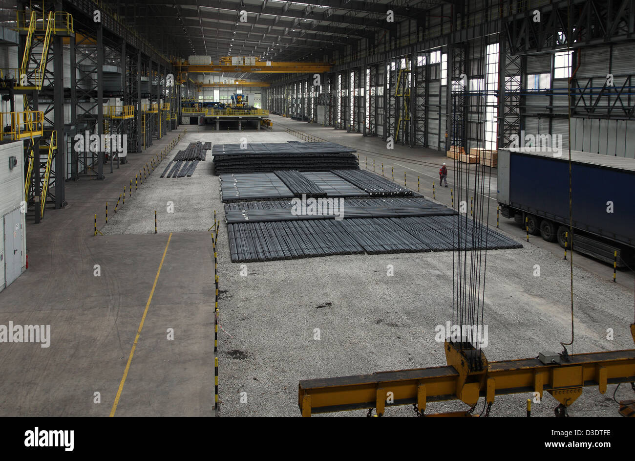Warsaw, Poland, finished steel bars in the steel mill ArcelorMittal ...