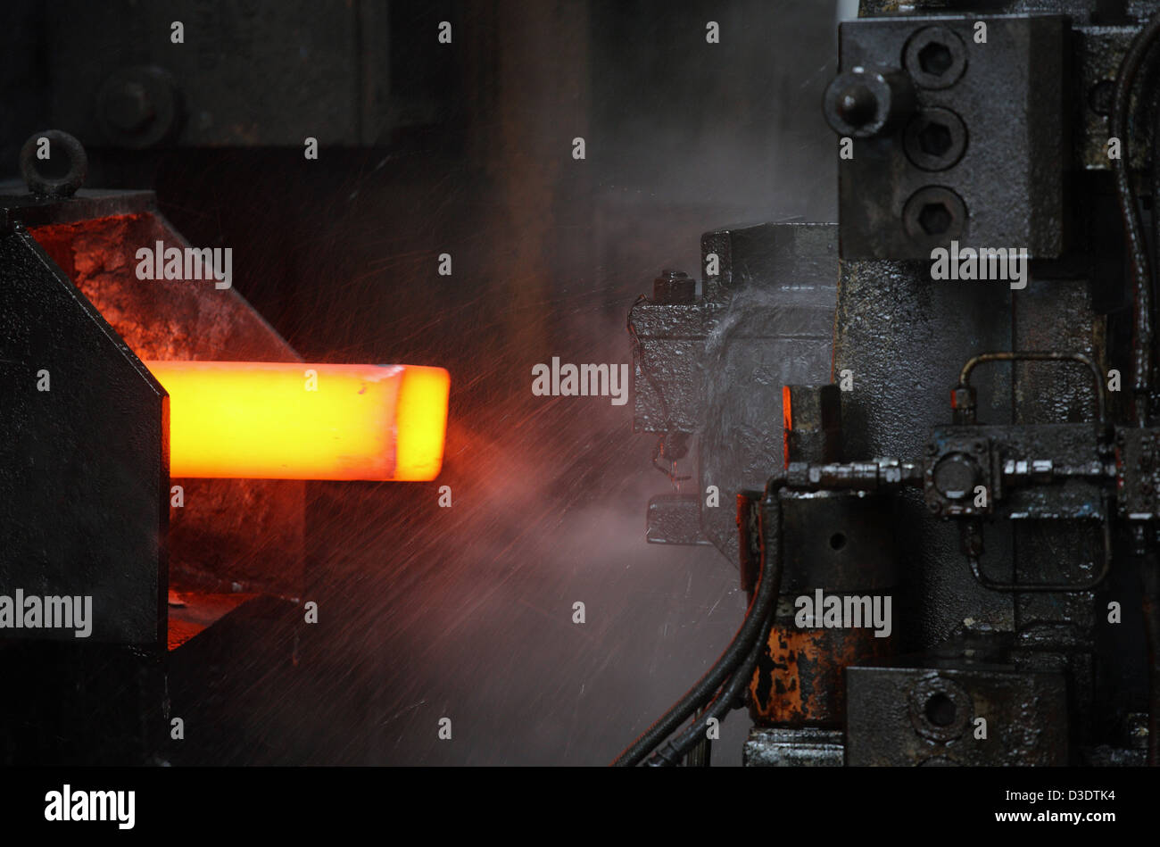 Warsaw, Poland, the steel bar rolling mill in the steel mill ...