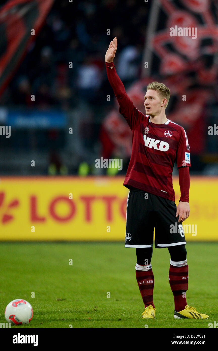 Nuremberg's Sebastian Polter cheers after scoring the 2-2 final score ...