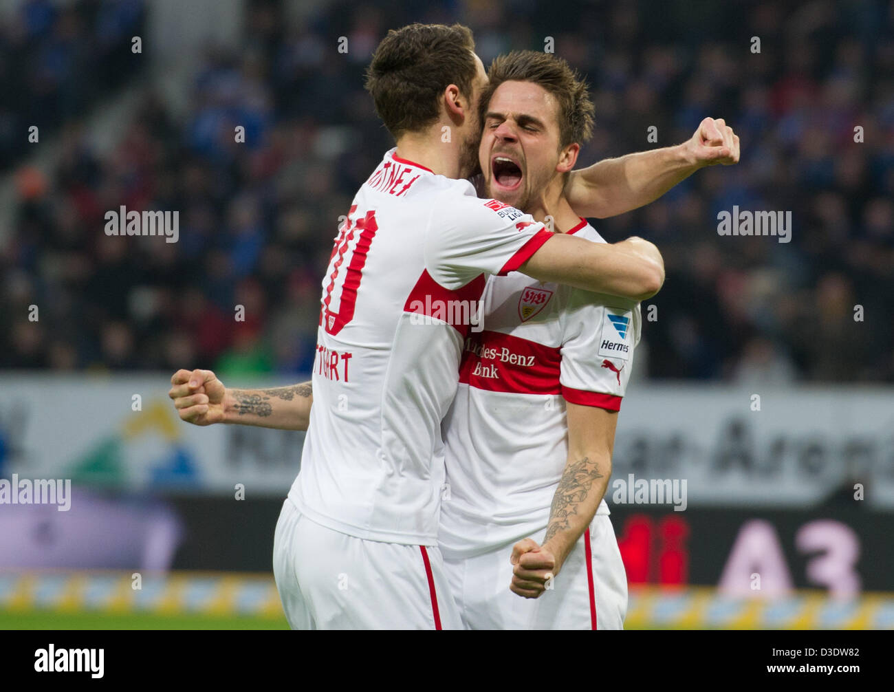 Stuttgart's Martin Harnik (R) celebrates his 1-0 goal with team mate ...