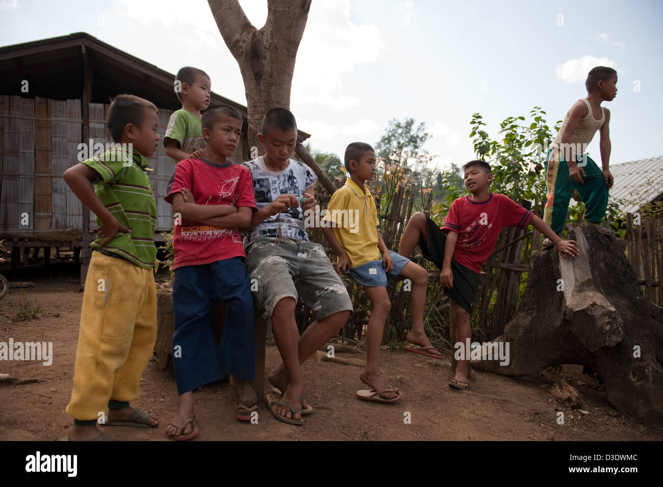 Chiang Rai, Thailand, young people of ethnic minority Palaung Stock ...