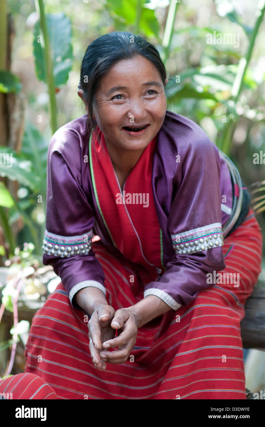 Chiang Rai, Thailand, the ethnic minority Palaung woman in typical ...