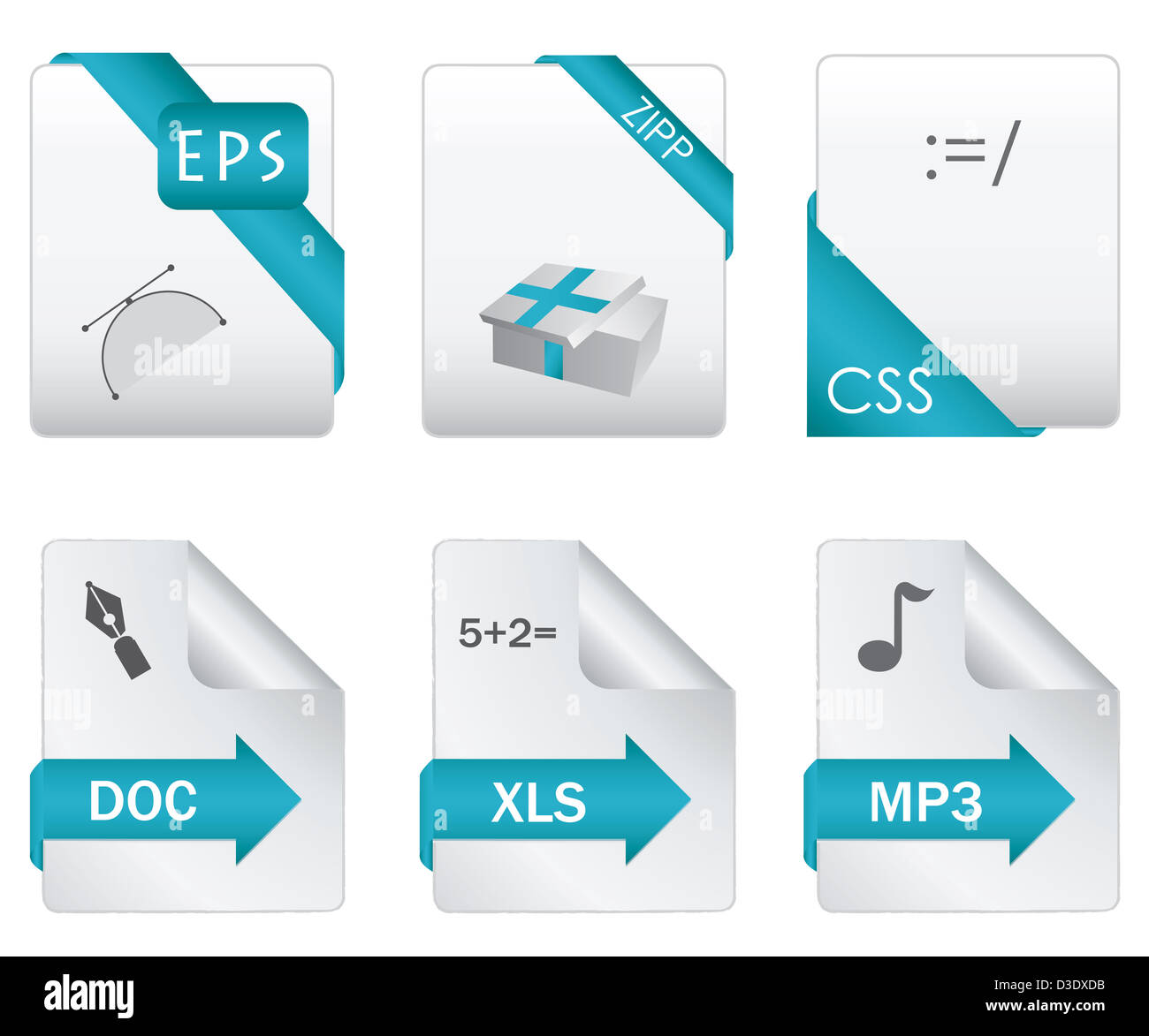 Set of file extension vector detailed icons Stock Photo - Alamy