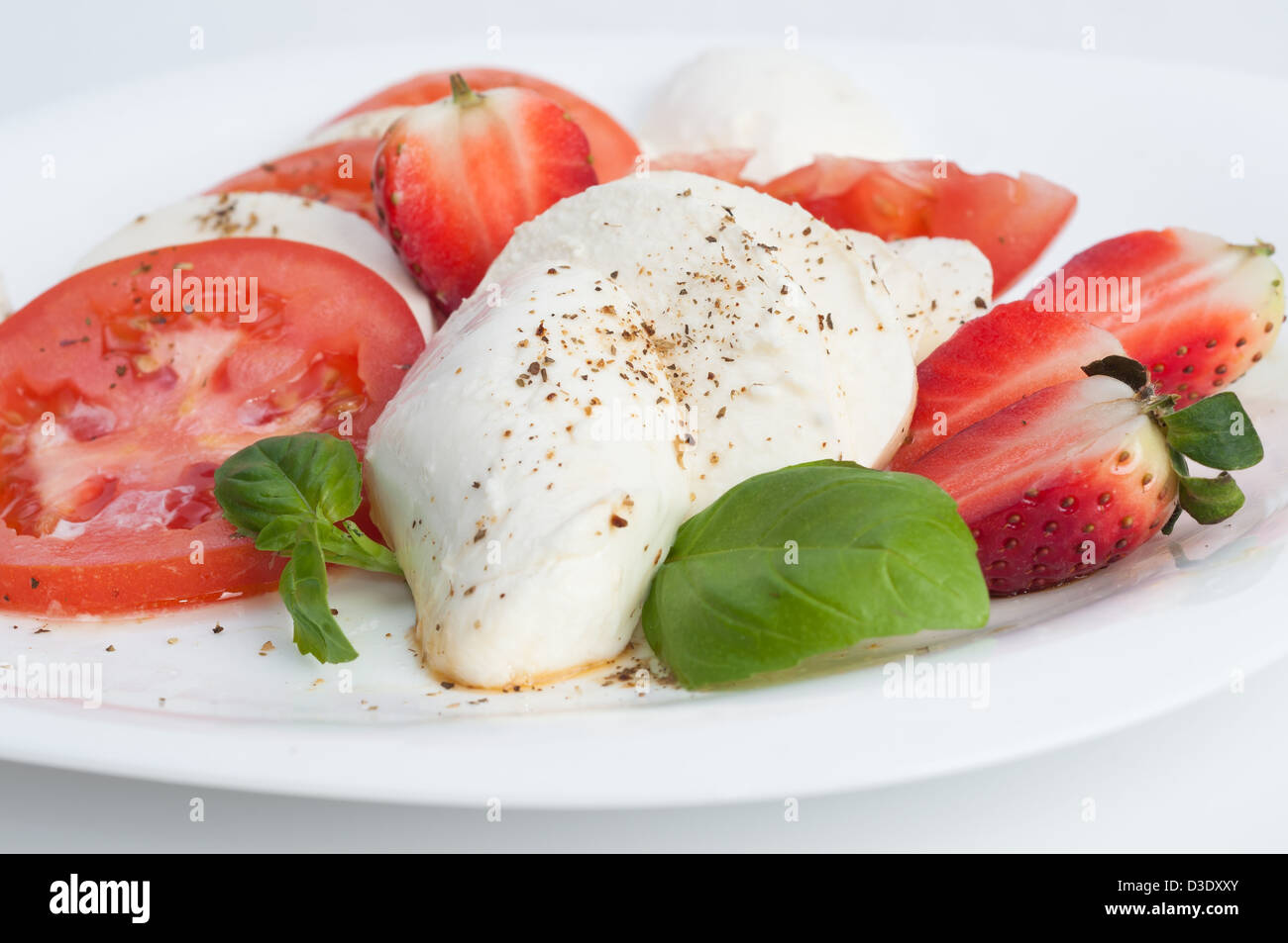 organic fresh mozzarella composition with strawberry Stock Photo - Alamy