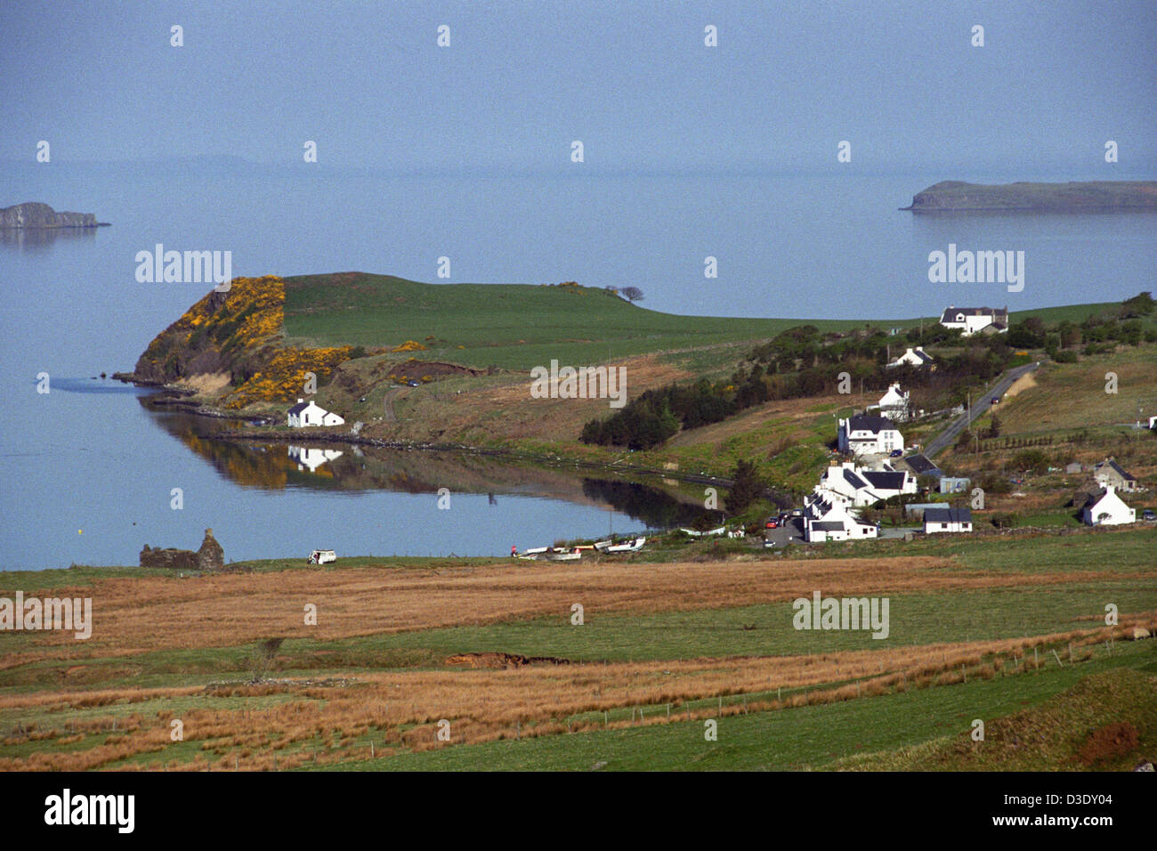The village of Waternish bay on isle of Skye in the Highlands of ...