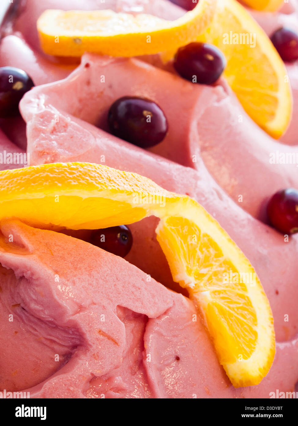 Gourmet sweet orange and cranberry gelato on white background Stock ...