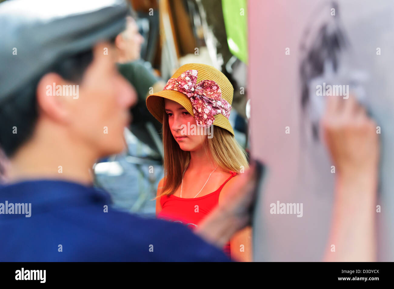 Young model posing for a portrait, Montmartre, Paris, France Stock ...