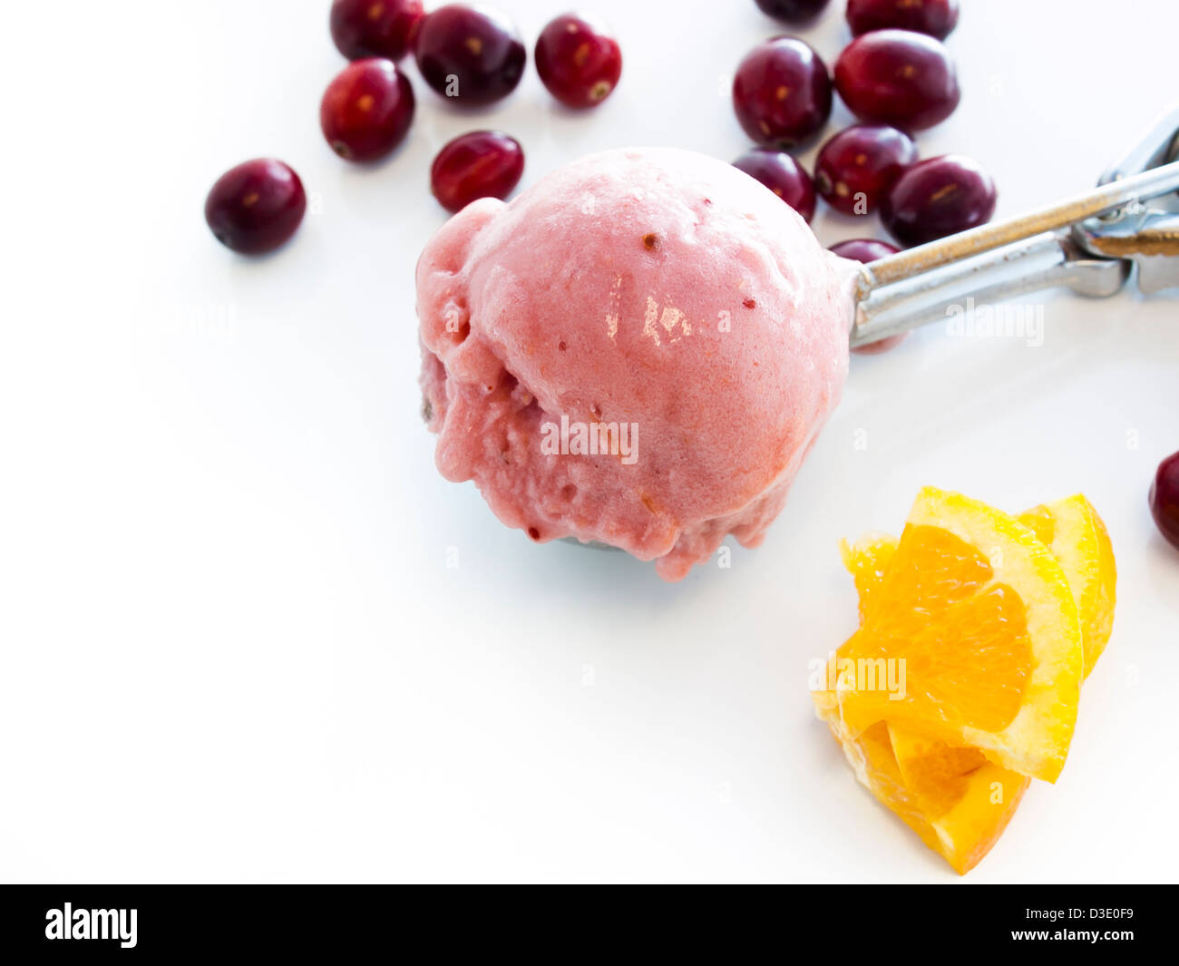 Gourmet sweet orange and cranberry gelato on white background Stock ...