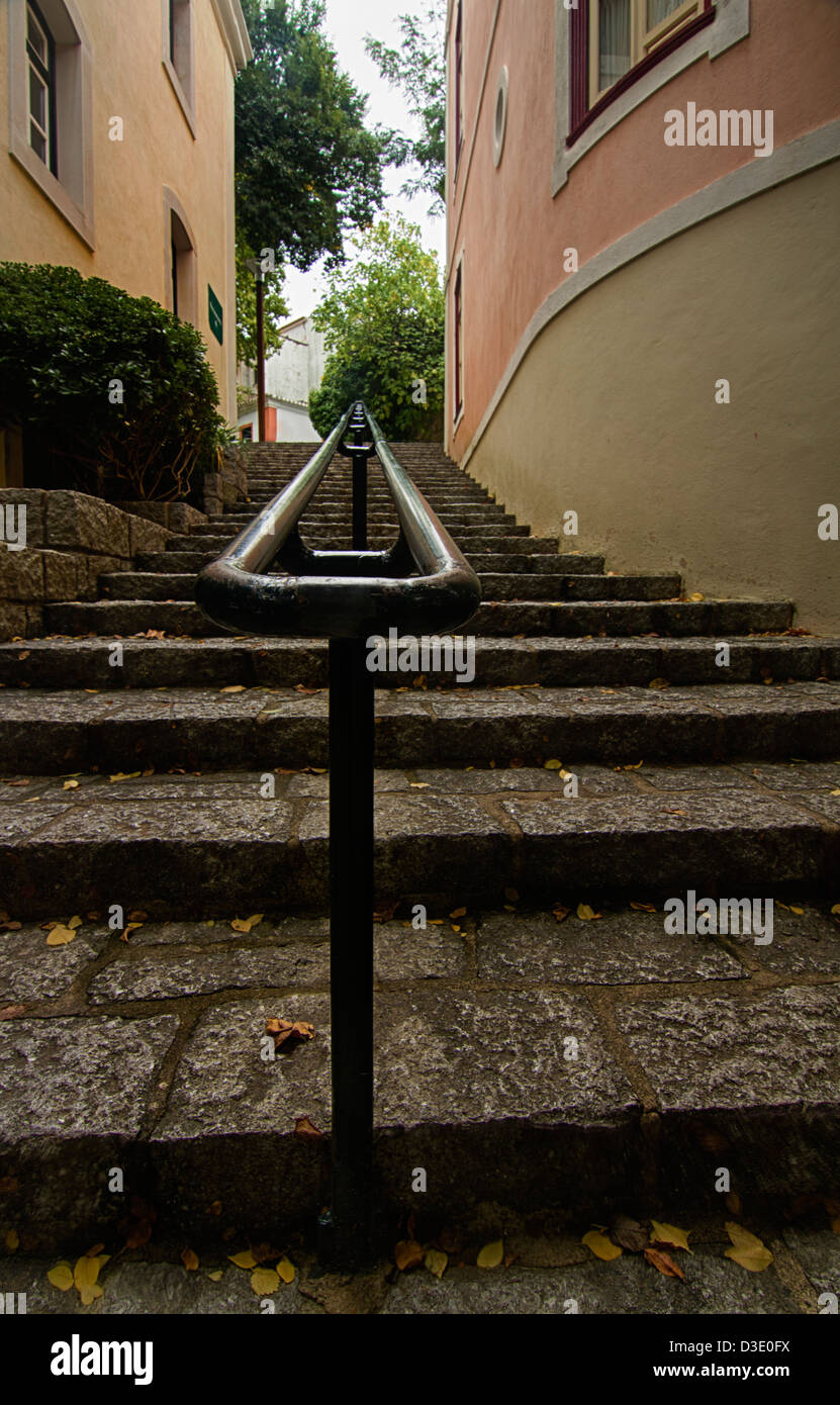 View of some urban stairs between two buildings Stock Photo - Alamy