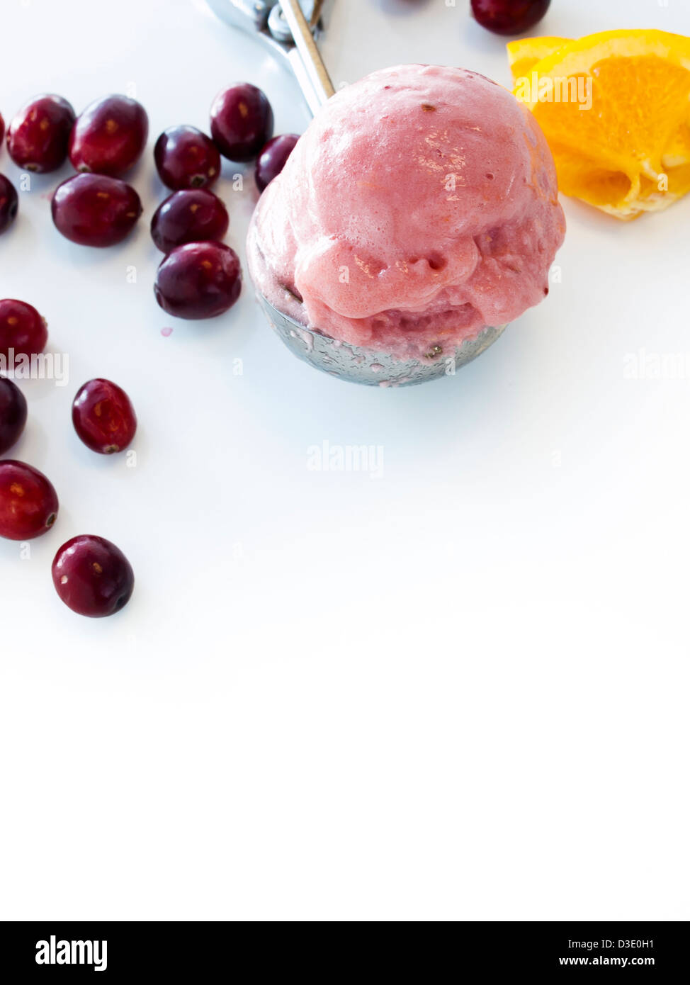 Gourmet sweet orange and cranberry gelato on white background Stock ...