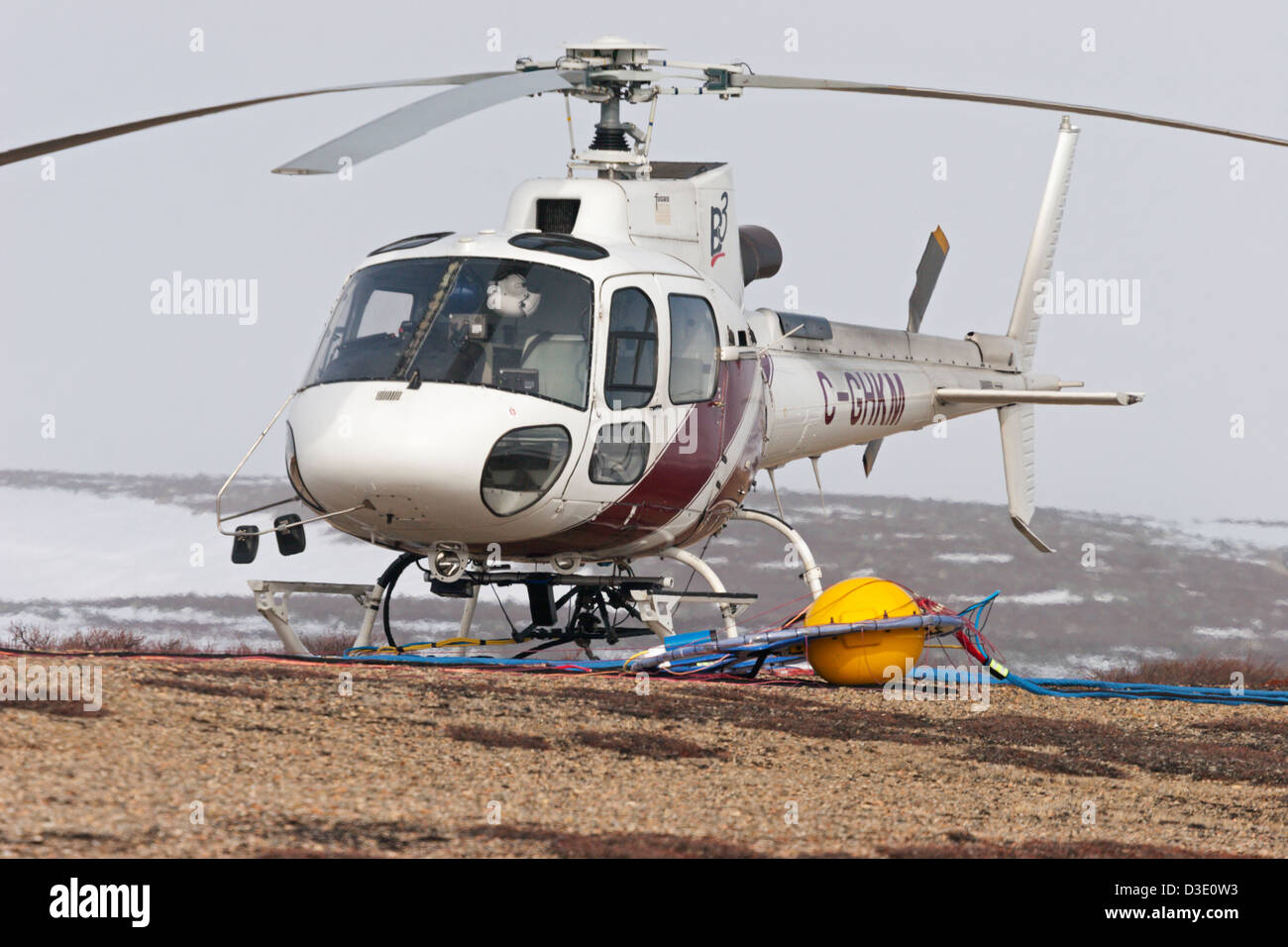 astar helicopter AS350B3 arctic spring tundra survey work Stock Photo ...