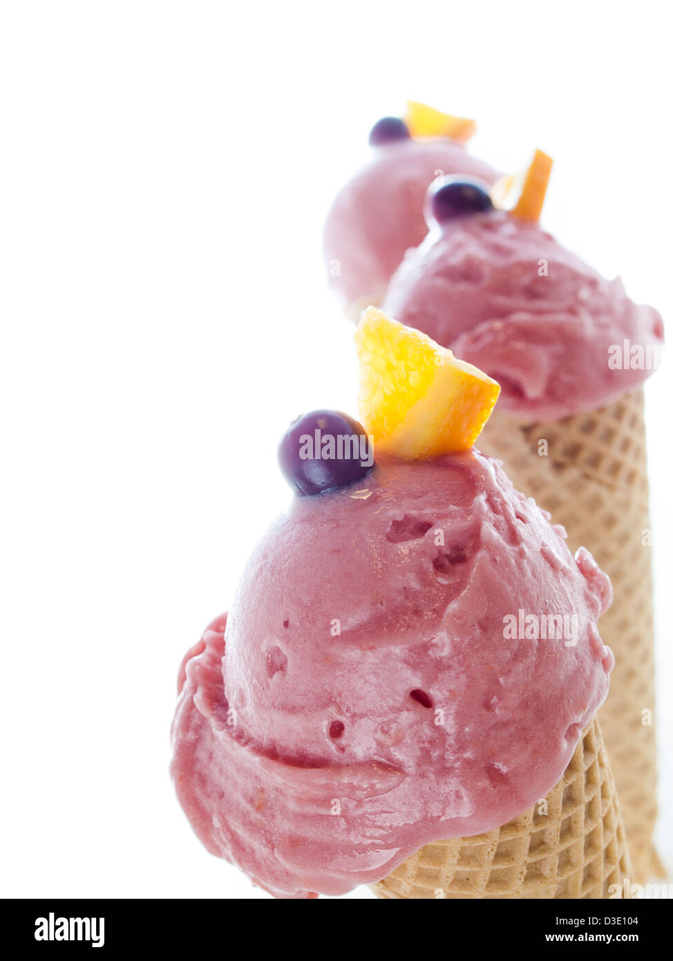 Gourmet sweet orange and cranberry gelato on white background Stock ...