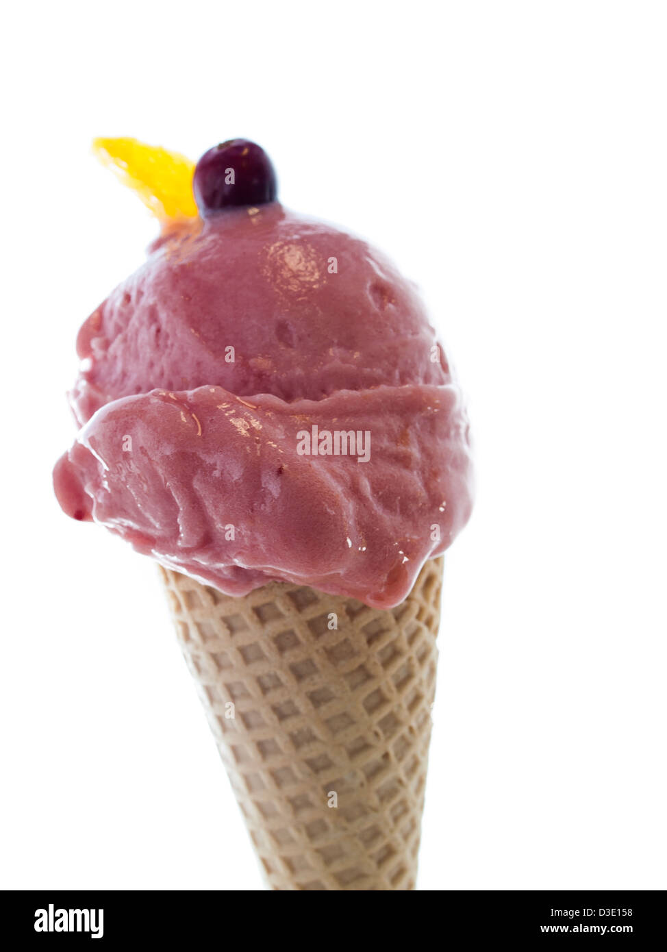 Gourmet sweet orange and cranberry gelato on white background Stock ...