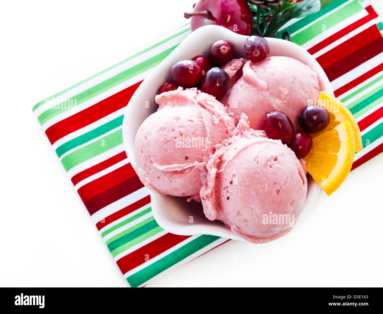 Gourmet sweet orange and cranberry gelato on white background Stock ...
