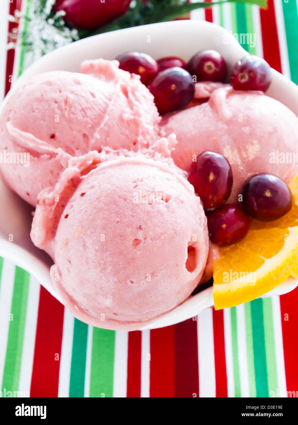 Gourmet sweet orange and cranberry gelato on white background Stock ...