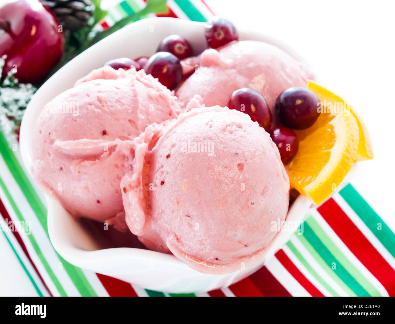 Gourmet sweet orange and cranberry gelato on white background Stock ...