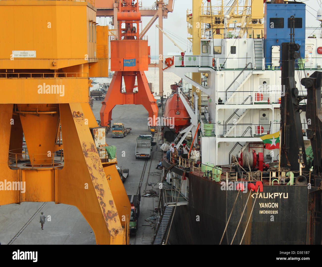 Ships at the Port of Yangon Stock Photo - Alamy