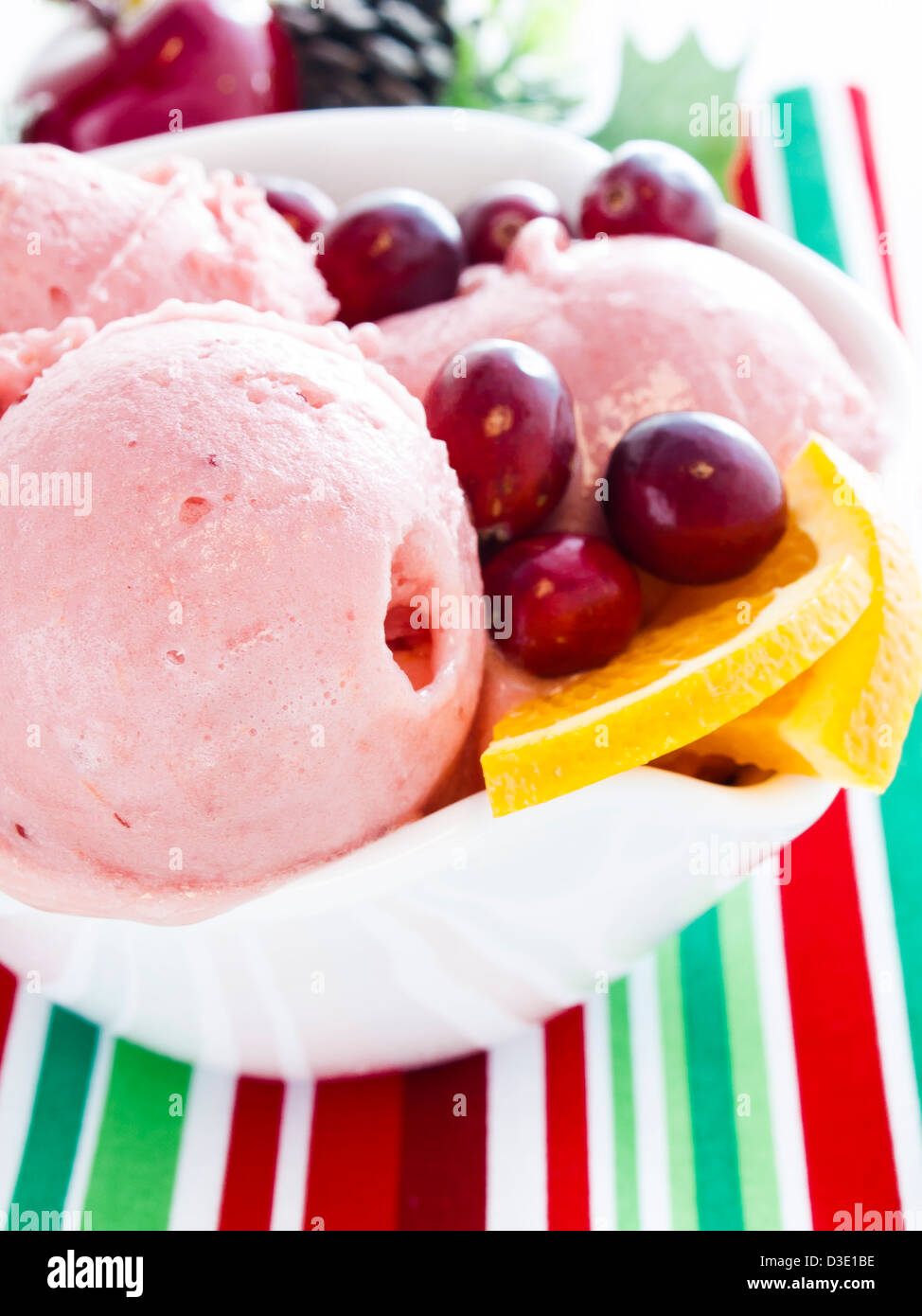 Gourmet sweet orange and cranberry gelato on white background Stock ...