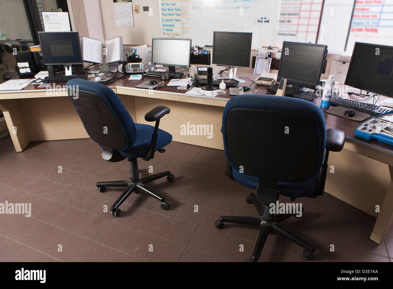 Computer work stations at public works control center Stock Photo - Alamy