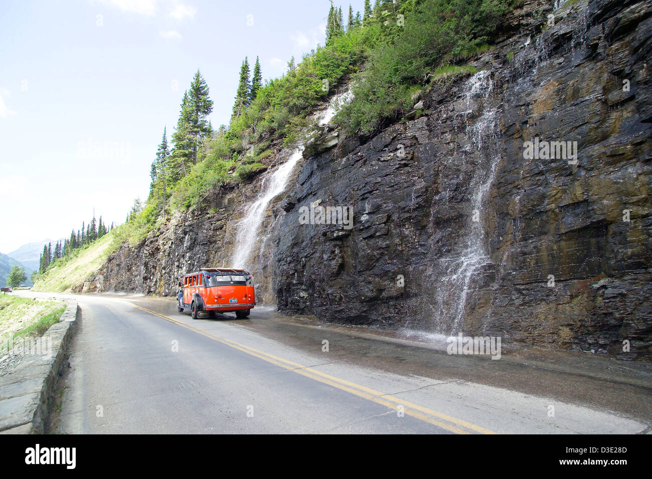 Red Bus at the Weeping Wall Stock Photo - Alamy