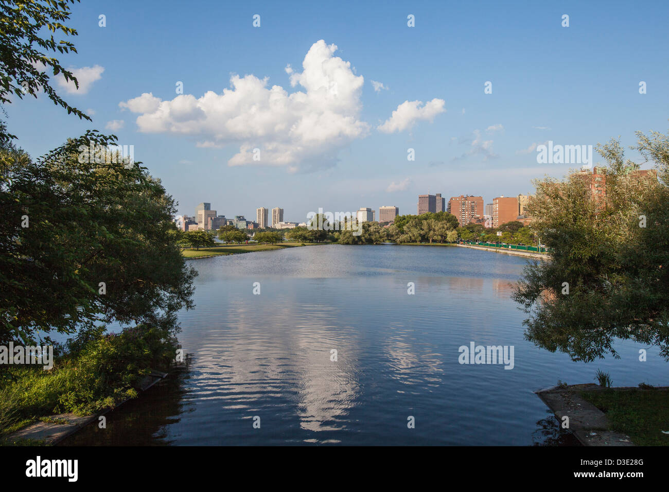 Reflection of clouds in a river, Charles River, Boston, Massachusetts ...