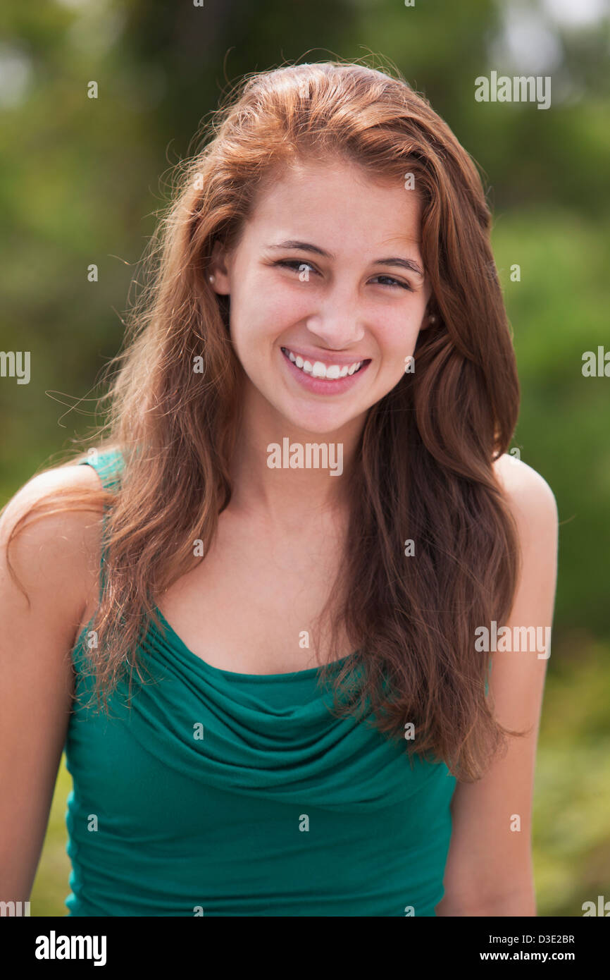 Portrait Of A Teenage Girl Smiling Block Island Rhode Island Usa