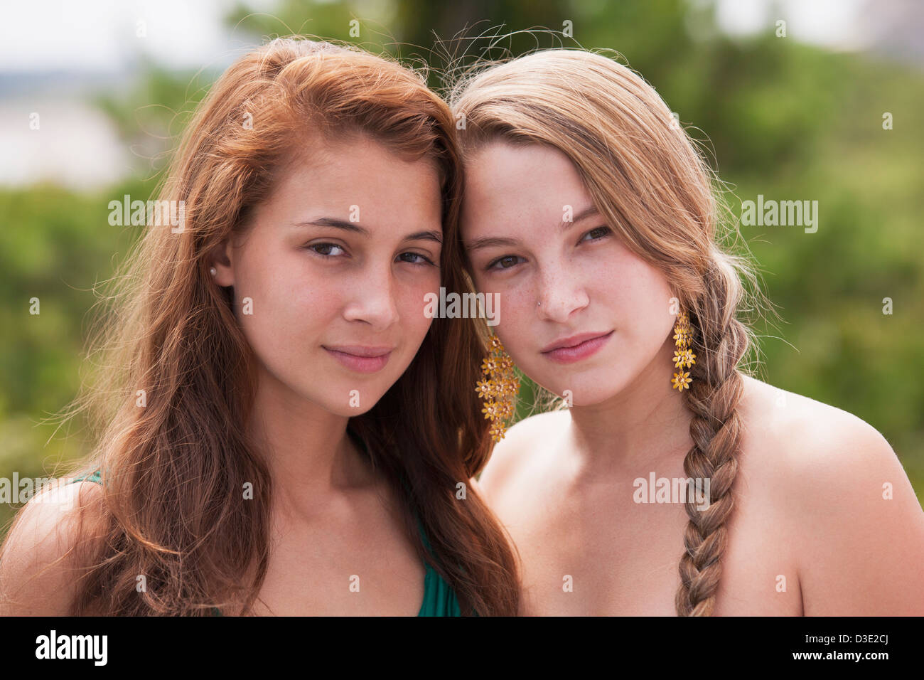 Portrait of two sisters, Block Island, Rhode Island, USA Stock Photo ...
