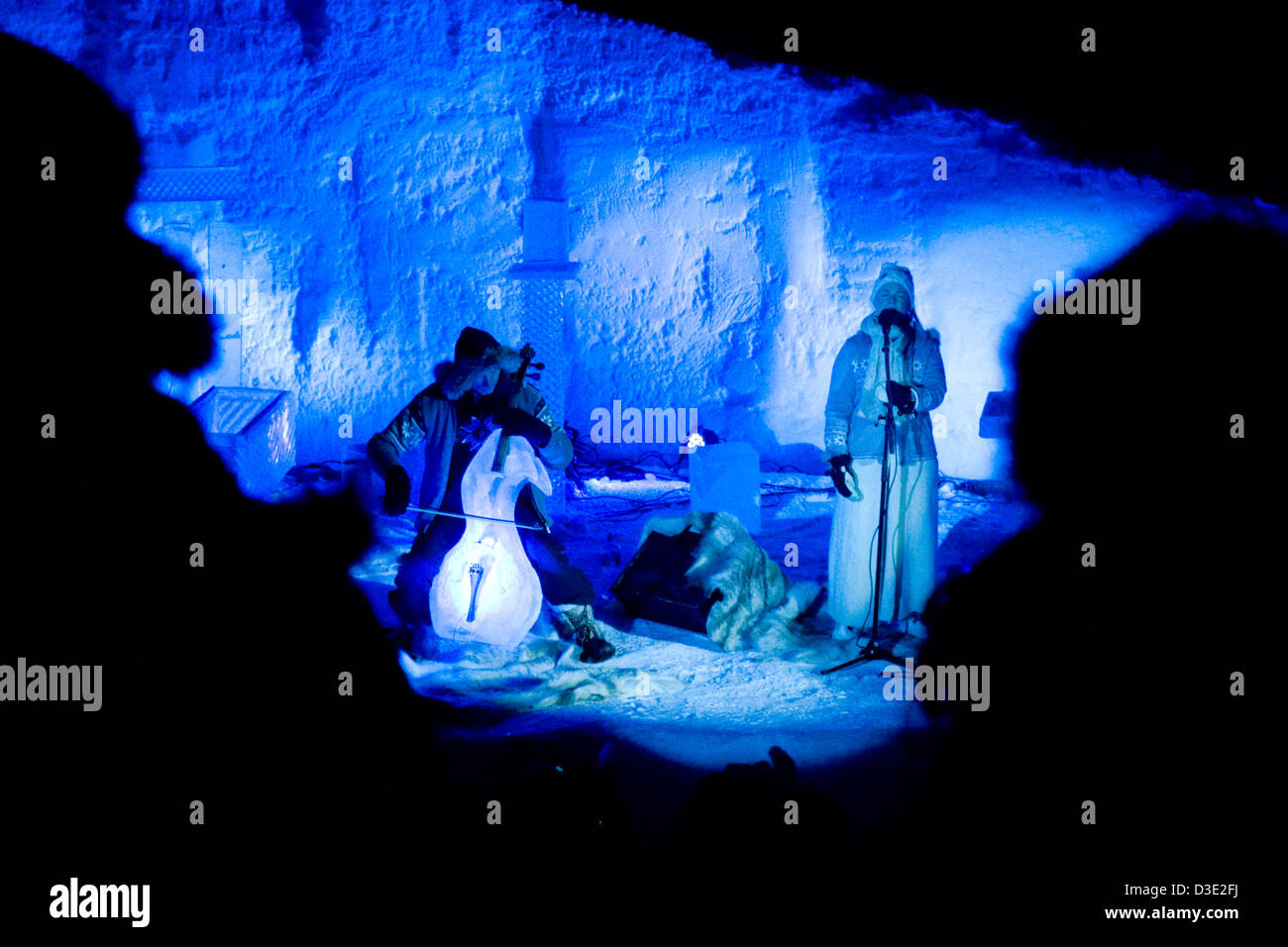 Svante Henryson (ice cello) and Katarina Henryson (vocals) perform at ...