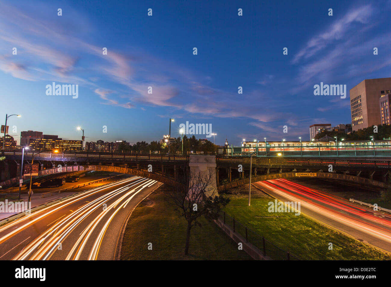 Traffic on road in city bridge Storrow Drive Charles Street Charles MGH ...