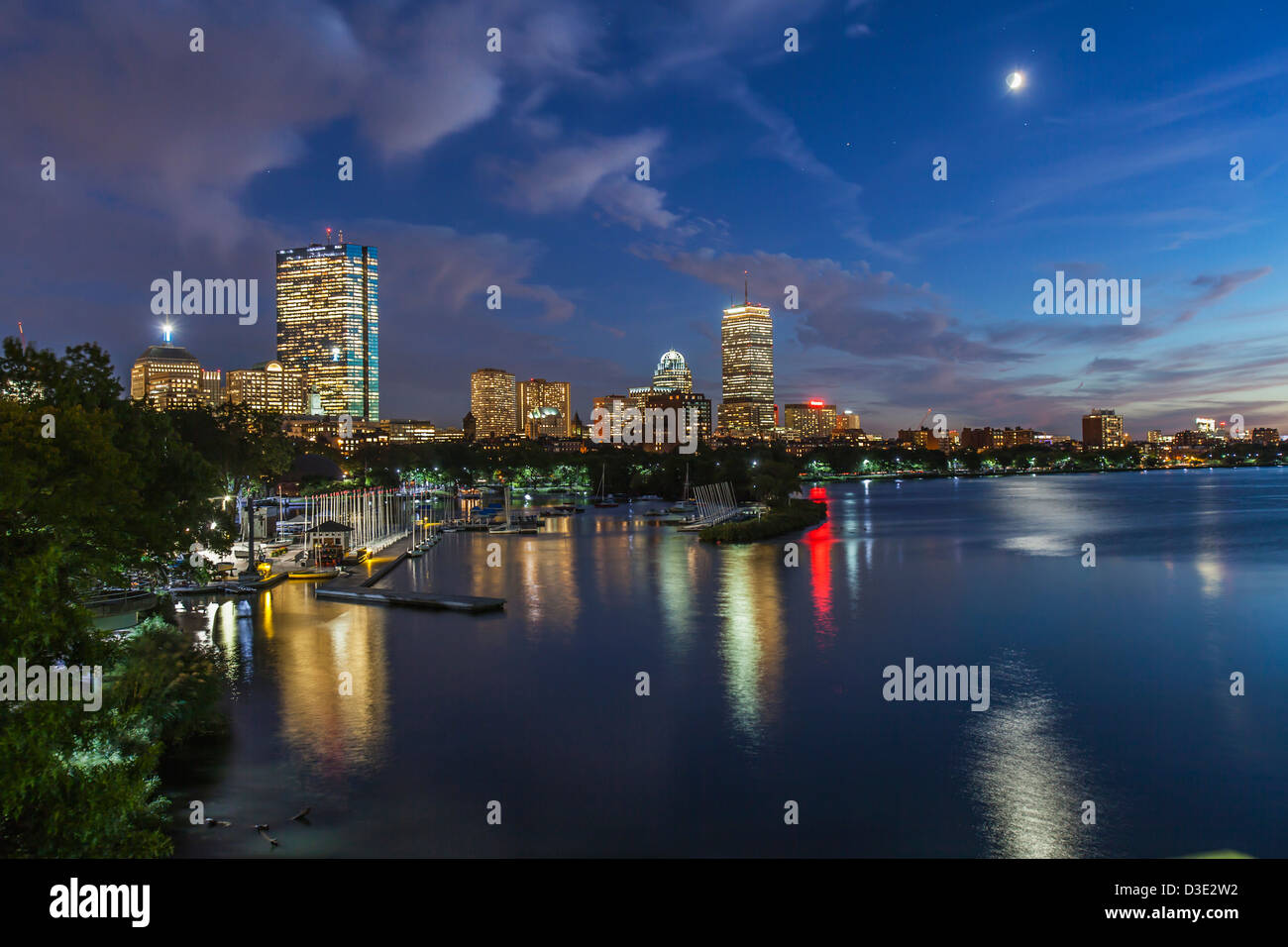 Reflection of building in a river, Charles River, Boston, Massachusetts ...